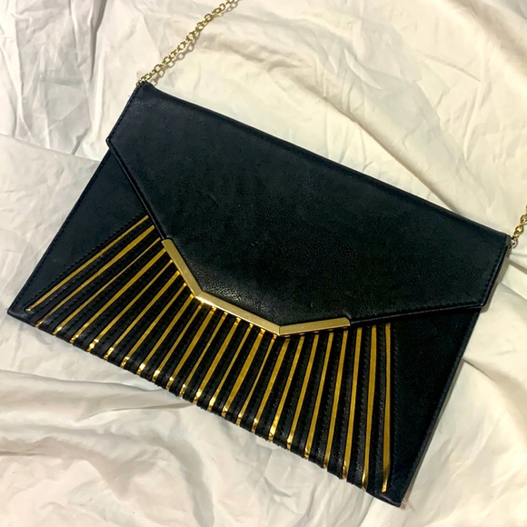 MMS Design Studio | Bags | Mms Design Black And Gold Clutch Purse Bag ...